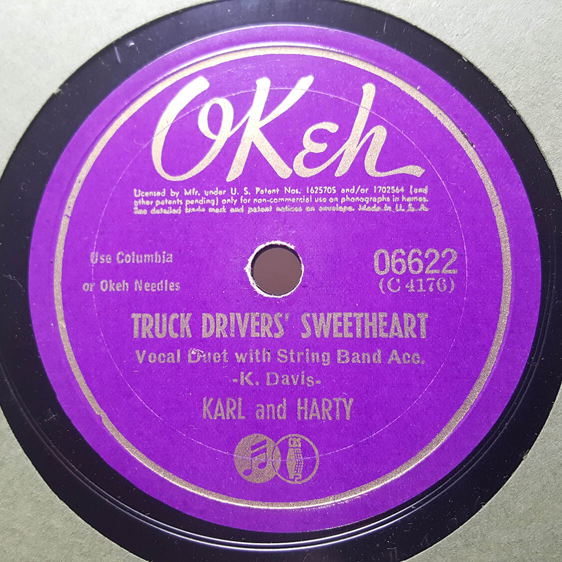 KARL & HARTY Truck Drivers' Sweetheart/You Let Me Down OKEH 06622 78RPM ...