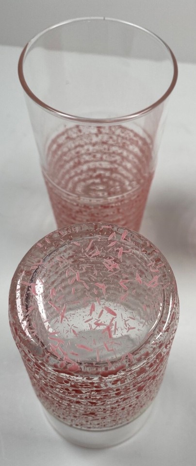 5X Mid Century Vintage Cocktail Glass Set Ribbed Pink Speckled Confetti ...