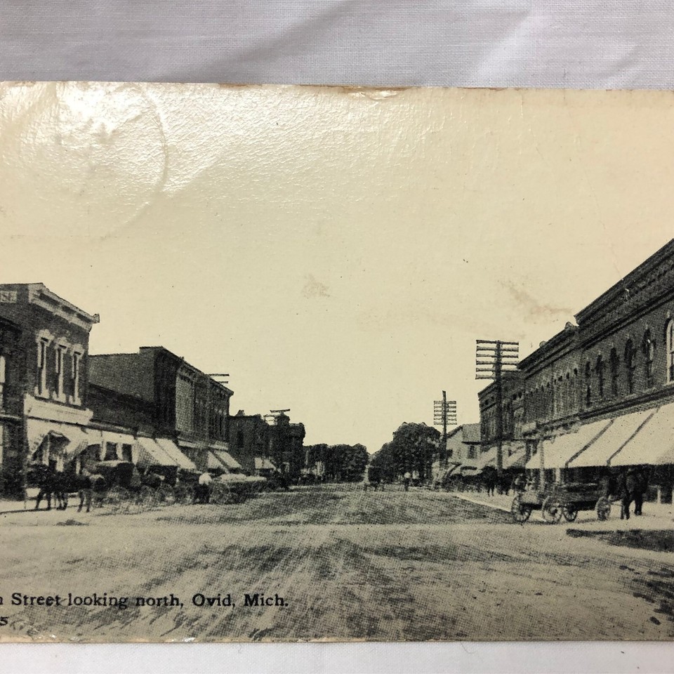 Vintage Ovid Michigan Postcard Street Scene 1910 | eBay