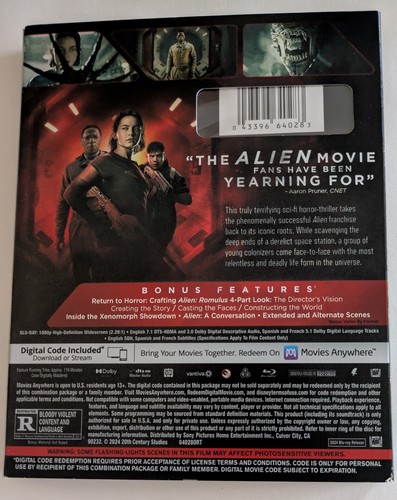 Alien Romulus Blu Ray & Digital Code with slipcover | eBay