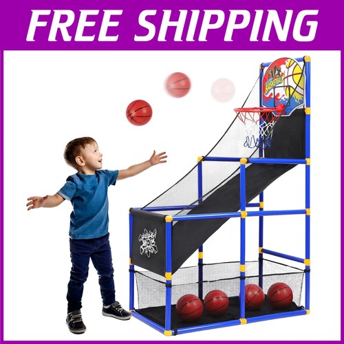 Indoor/Outdoor Toy Basketball Arcade Set with Pump – 4 Inflatable Balls ...