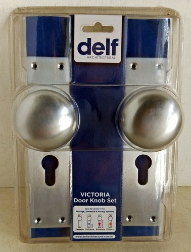 Door Knob Set: Delf Architectural Victoria, Euro Lock, Satin Chrome ...