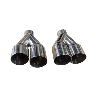 2PC Universal Pair Dual Quad Stainless Steel Exhaust Tips 2.5" Inlet 3. ...