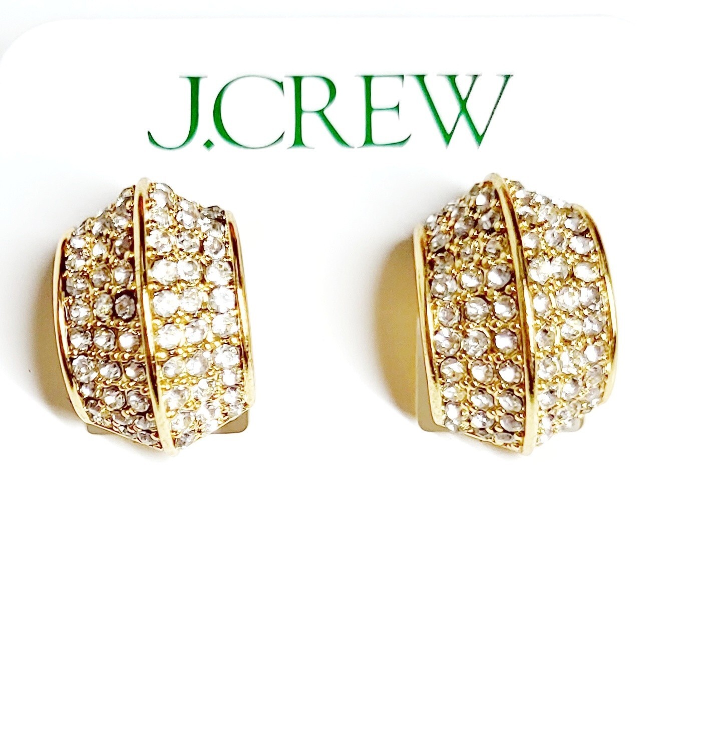 J.Crew Angular Stud Earrings in Crystal Gold Plated Brass Omega Back ...