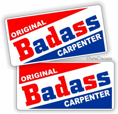 2.5"x5" Bad ass Carpenter Vinyl Tool Box Stickers funny Bumper Window ...