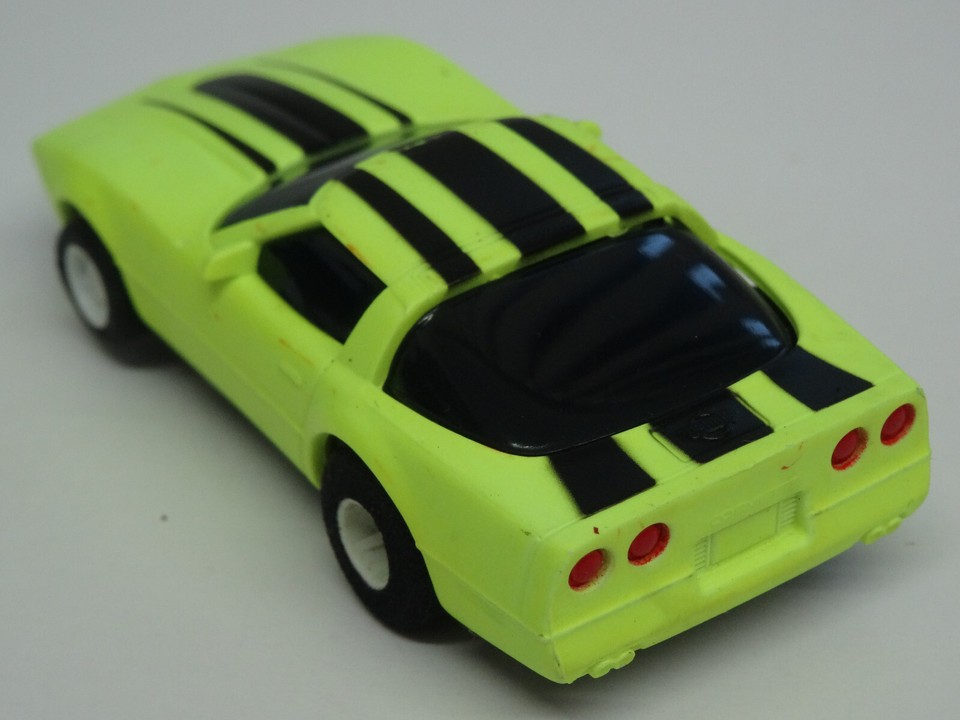 TYCO 440 X2 LATE MODEL CORVETTE HO SLOT CAR IN FLORESCENT LIME W/BLACK ...