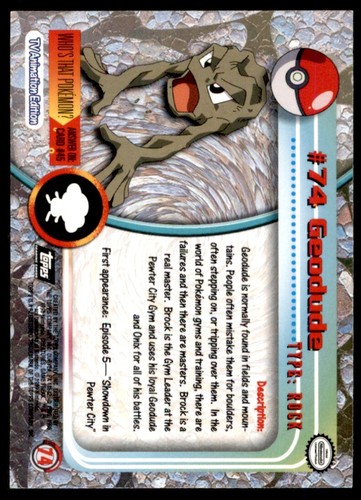 Pokemon Topps Geodude #74 Light Play | eBay