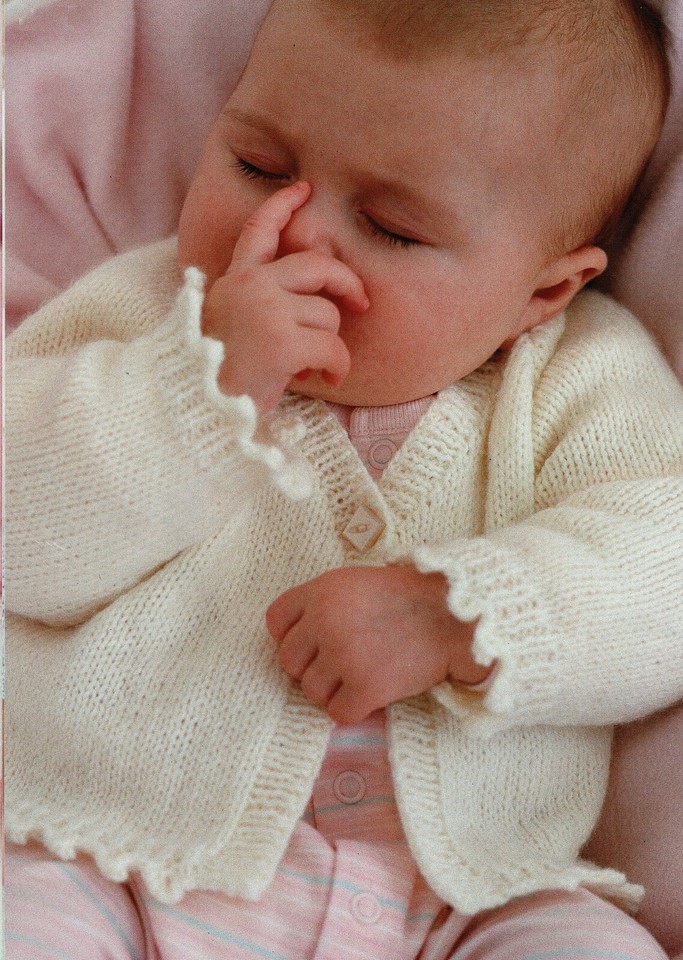 BABY cardigan & hat easy knitting pattern in 4 ply. prem to 12 months ...