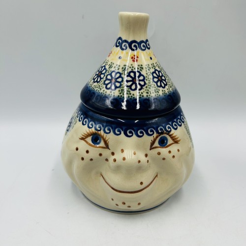 Garlic Keeper Jar Anthropomorphic Freckle Face Polish Pottery Ceramic ...