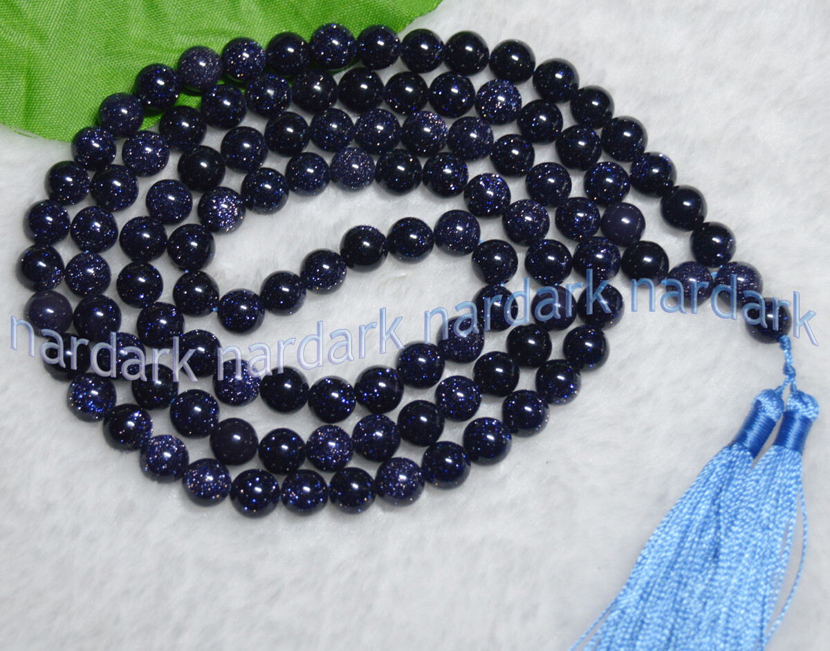 Blue Sand Sun Sitar Gem Tibet Buddhist 108 Prayer Beads Mala Necklace ...