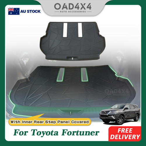 3D TPE Boot Mat for Toyota Fortuner 2015-Onwards with Rear Step Panel ...