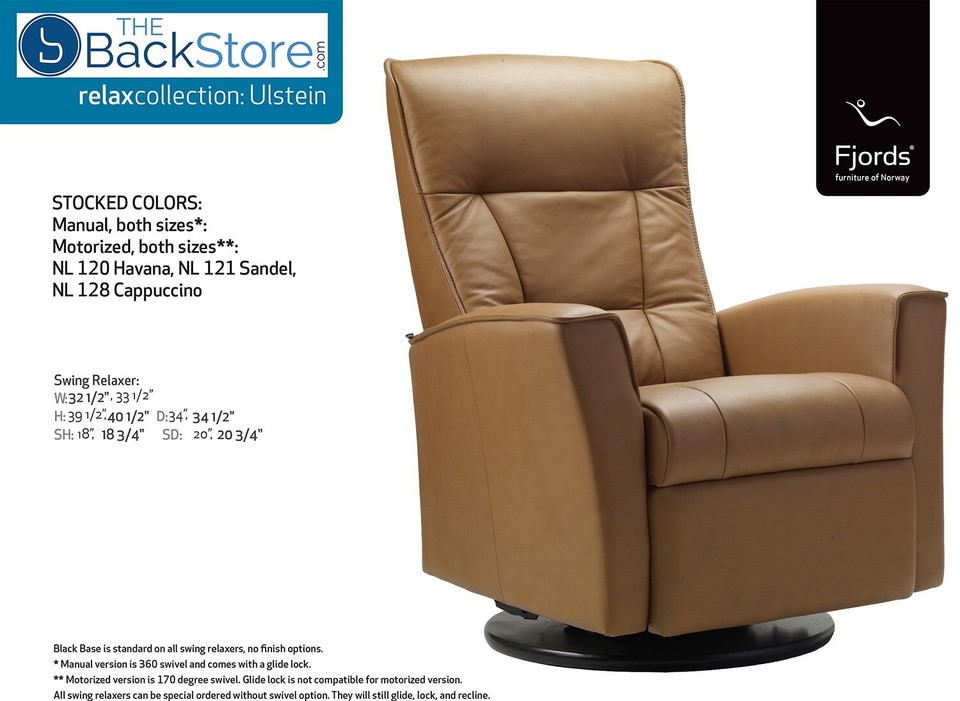 Fjords Ulstein Swing Relaxer Large Swivel Power Recliner Chair Sandel ...
