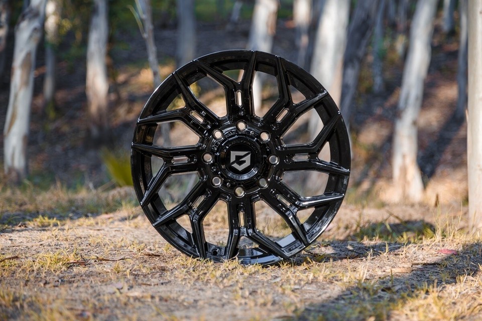 Set 4 20" Gear Off Road 776B Flair Gloss Black 20x10 Wheels 8x6.5 Rims ...