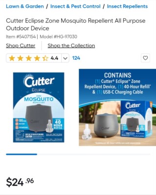 Cutter Eclipse Zone Mosquito Repellent, New, Rechargeable with Refill ...