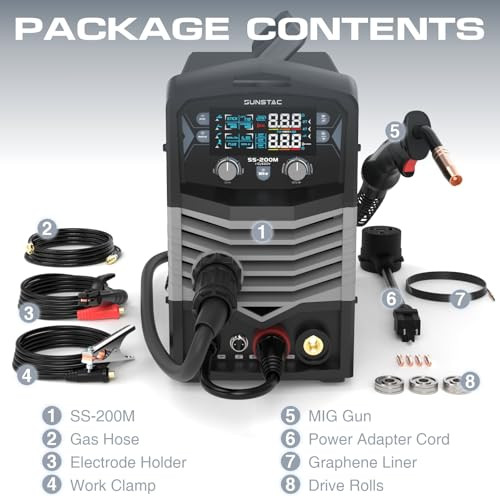 MIG Welder, 200A 110V/220V MIG/Flux Core/Spool Gun/Lift TIG/Stick 5 in ...