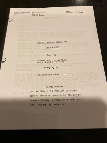 Classic Script *rare unfilmed* THE SIX MILLION DOLLAR MAN - 1974 | eBay