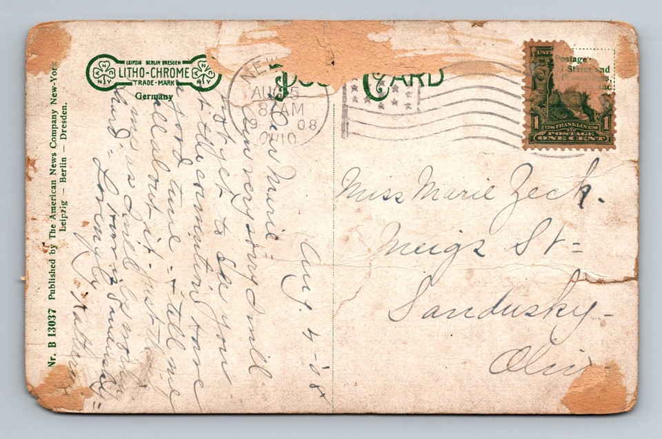 Newark OH-Ohio Scenic Third Street Power Lines Trees c1908 Vintage ...