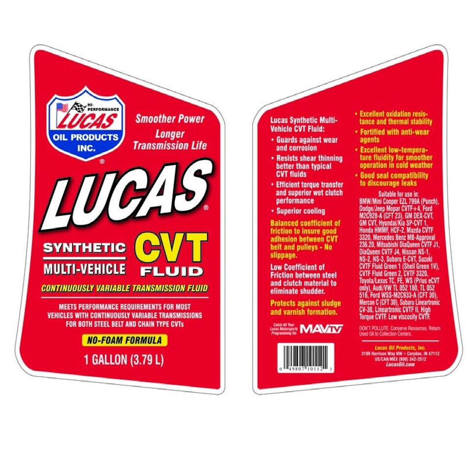 Lucas Oil Full Synthetic Multi-Vehicle CVT Trans Fluid 1 Gal Bottle ...