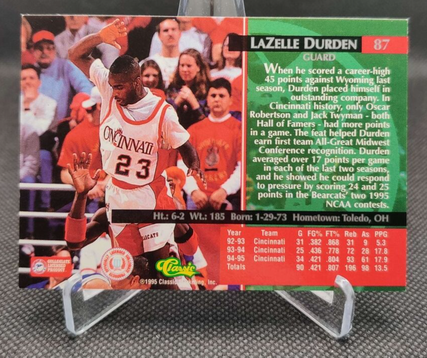 1995-96 Classic #87 LaZelle Durden Cincinnati Bearcats basketball card ...