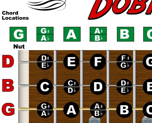 LAMINATED Dobro Fretboard Wall Chart Resonator Poster G Tuning Notes ...