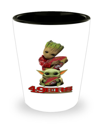 San Fransisco 49ERS Cute Baby Yoda Groot Funny 49ERS Shot Glass ...