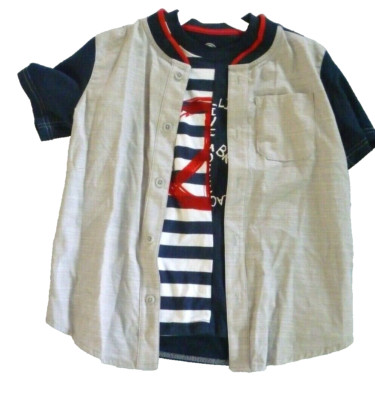 Boy's Small 6/7 2fer T-Shirt Short Sleeves Button front Peace T-Shirt ...