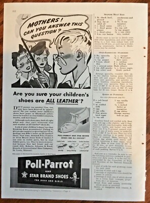 Poll Parrot shoes 1942 original ad vintage 1940s retro illustration art ...