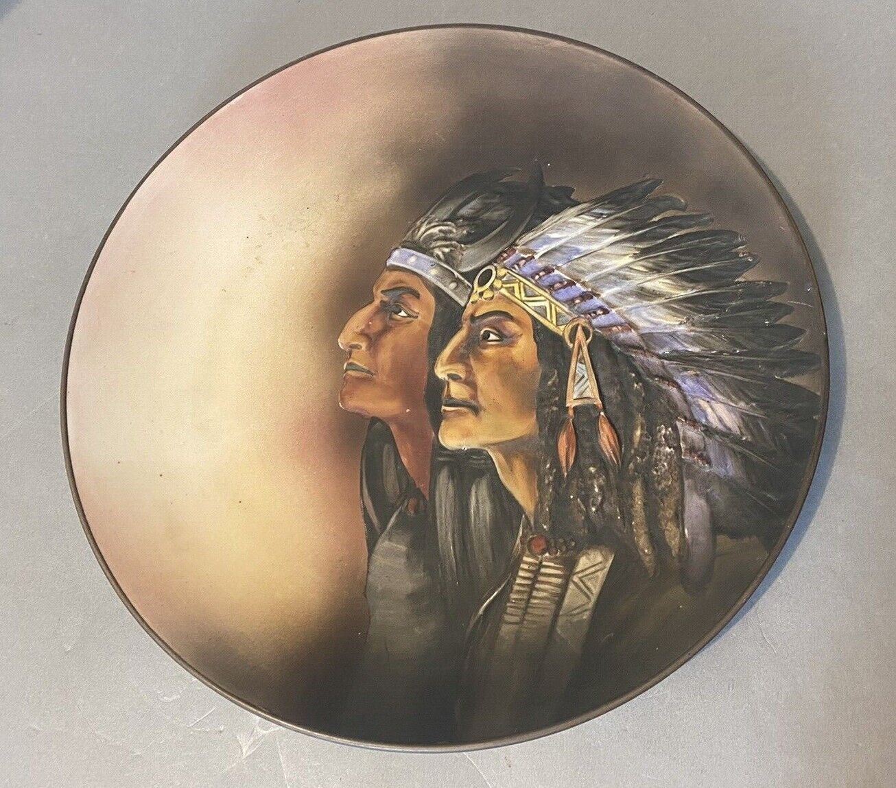 Vintage Antique Nippon Porcelain Hanging Plaque Plate w Indian ...