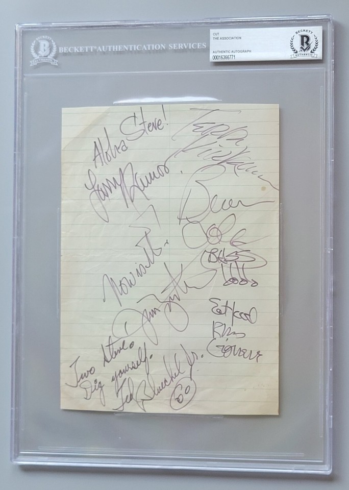 THE ASSOCIATION SIGNED SLABBED BECKETT BAS COA AUTOGRAPHED ROCK MUSIC ...