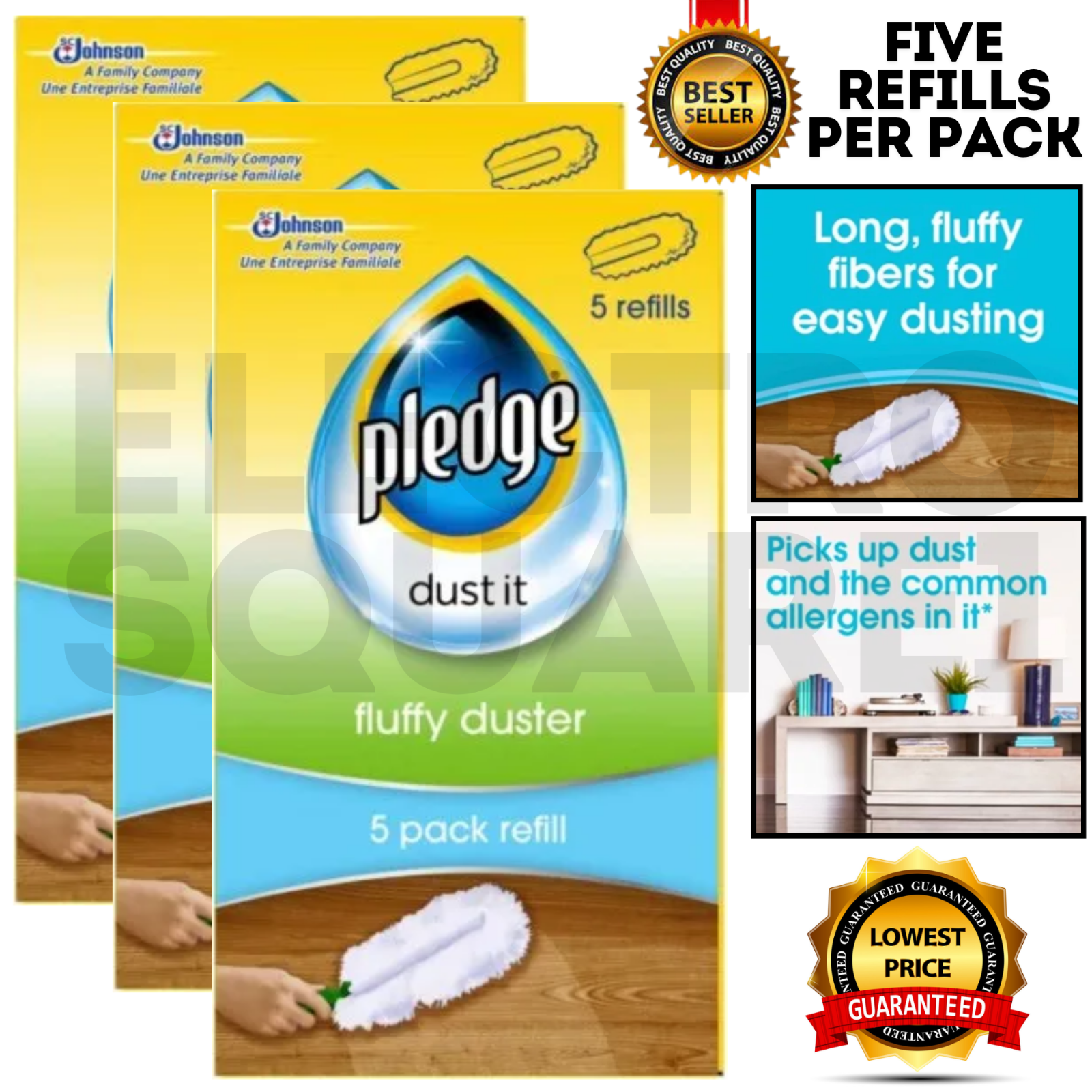 PLEDGE DUST IT FLUFFY FIBRES DUSTER REFILLS REMOVES DUST & ALLERGENS ...