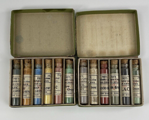 Fry's Powder Minerals Antique Glass Vials Various Colors 2 Boxes 12 ...