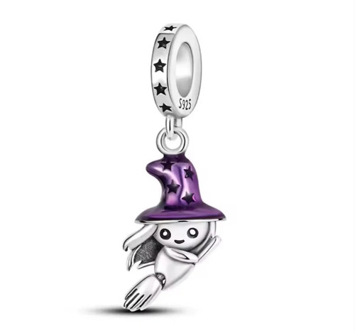 Flying Witch On Broom Charm Silver Plated Bracelet Charm | eBay UK