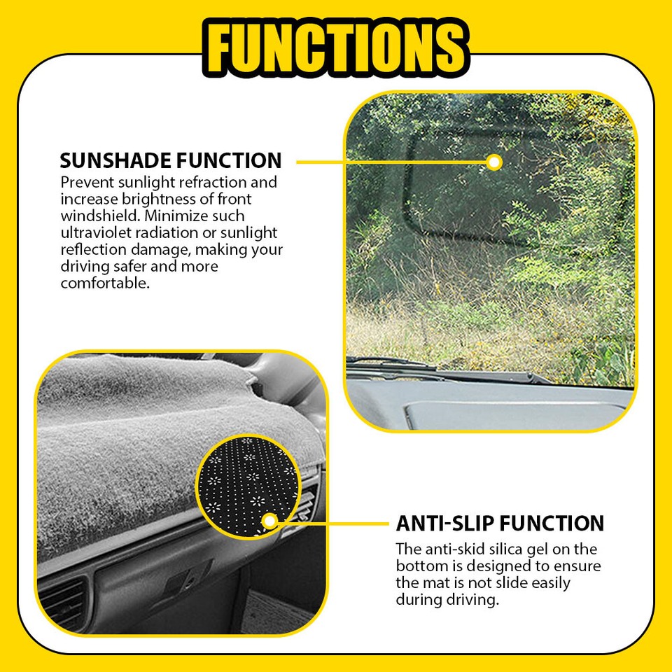 Dash Gray Cover Mat Dashboard Carpet For Ford Truck F150 F250 F-350 ...