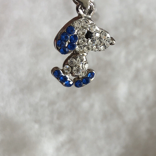 Peanuts Snoopy Crystal necklace Blue bling Silver Tone 17" Sparkle | eBay