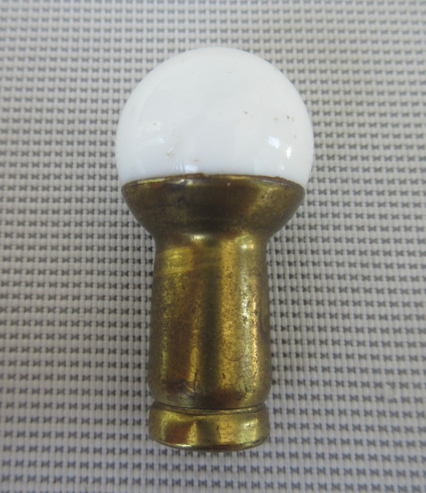 Vintage Lamp Finial w/ White Glass Marble Top 1 5/8" Tall Shade Part ...