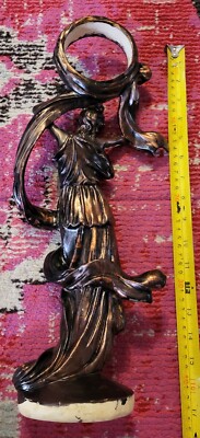 Vintage 17" heavy figure clock base piece art goddess nymph fairycore ...