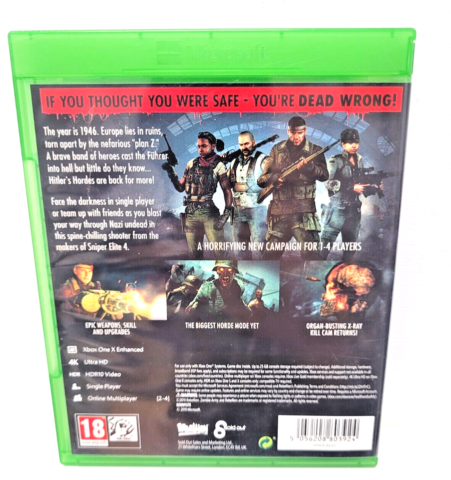 Zombie Army 4 Dead War Xbox One Mint Disc (PLAYS ON SERIES X) | eBay ...