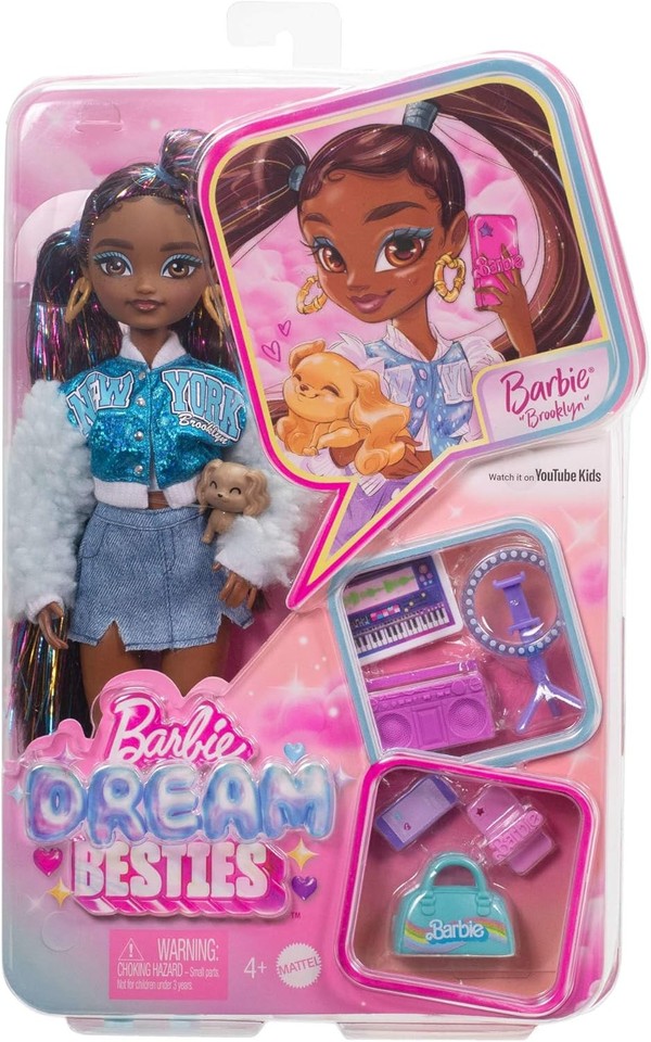 Barbie Dream Besties Doll and Accessories, Barbie “Brooklyn” Posable ...