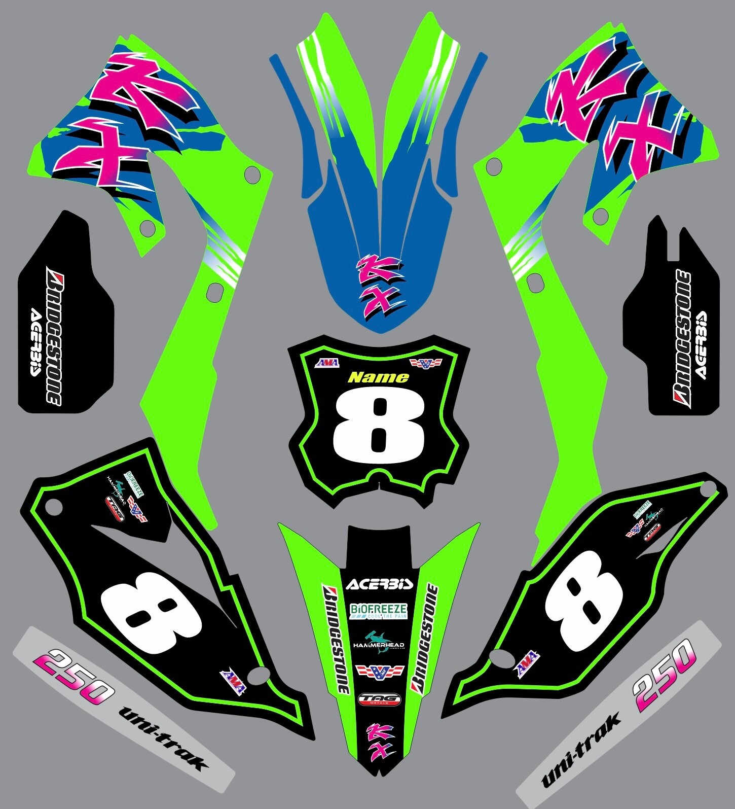 Graphic Kit 2021-2024 Kawasaki KX250f Old Decals graphic sticker | eBay