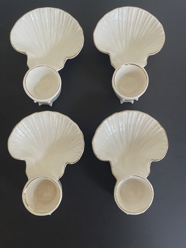 Set of 4 Vintage Clam Shell Footed Serving Dishes Ceramic MCM Shrimp ...