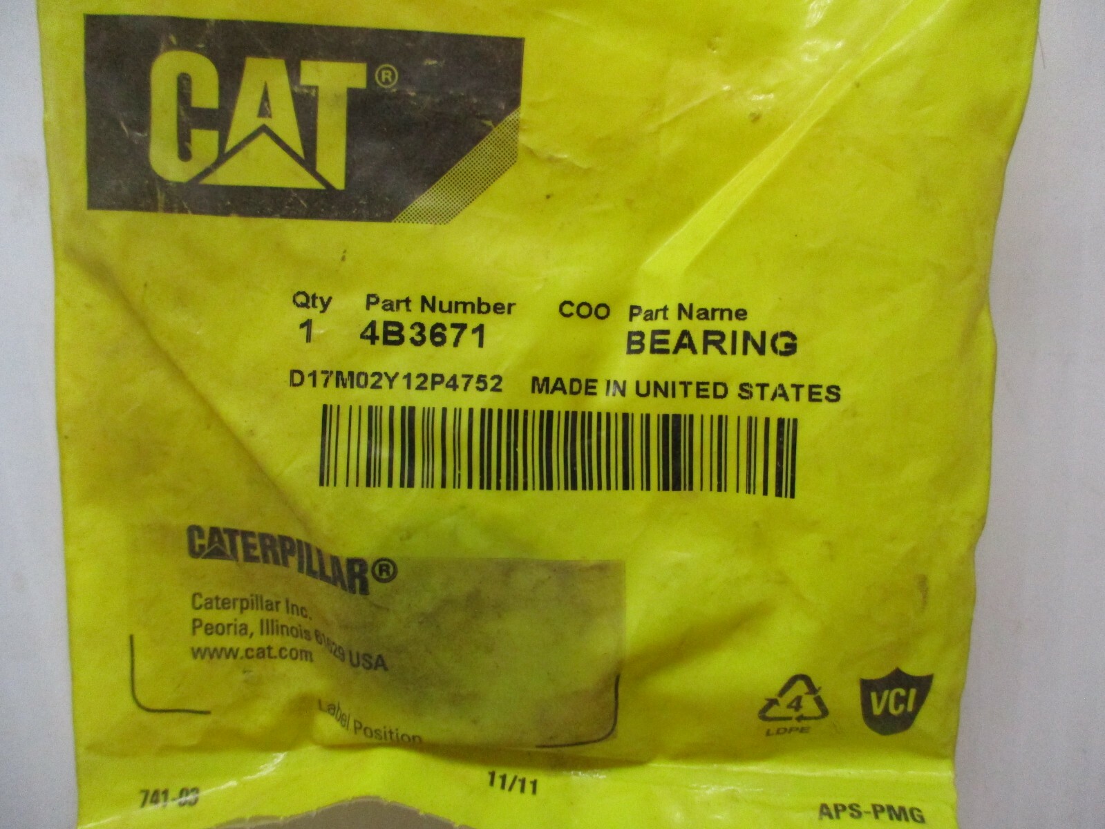 CATERPILLAR BEARING 4B3671 Cat 4B-3671 | eBay