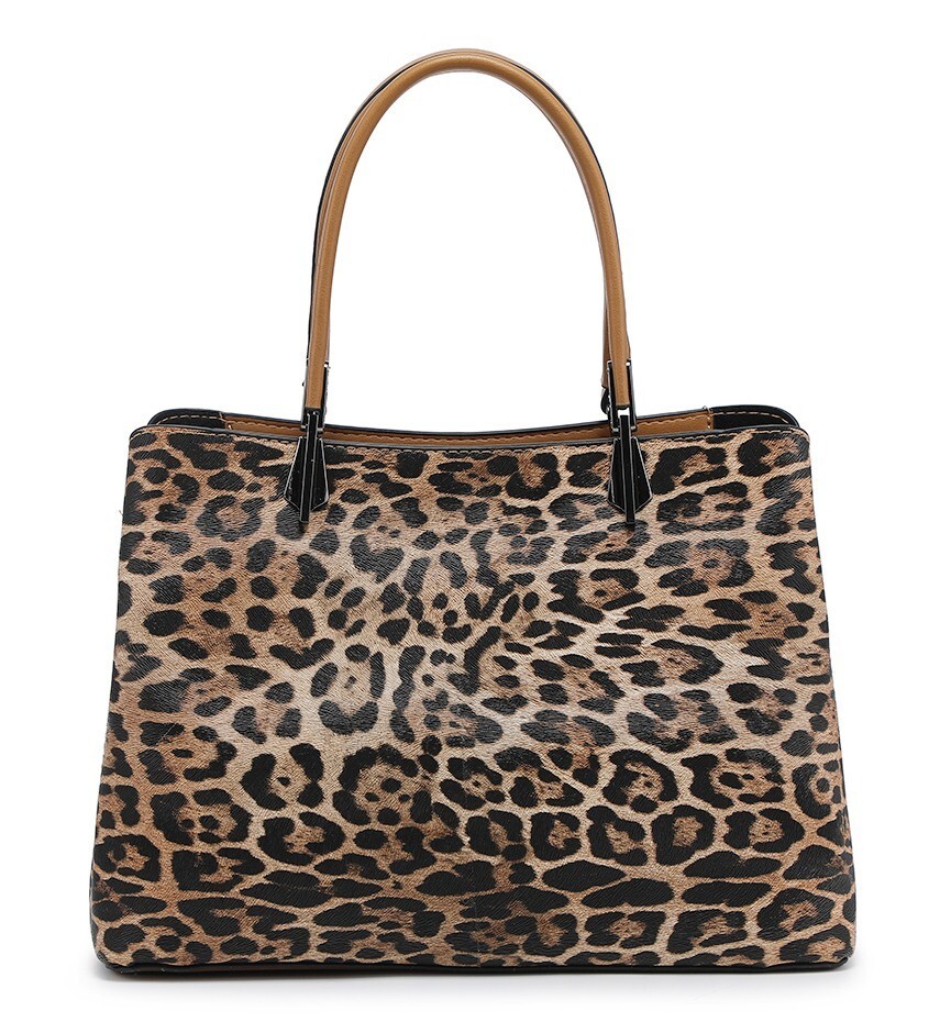 Woman Luxury Leopard Print Pattern Medium Faux Leather Tote Shoulder ...