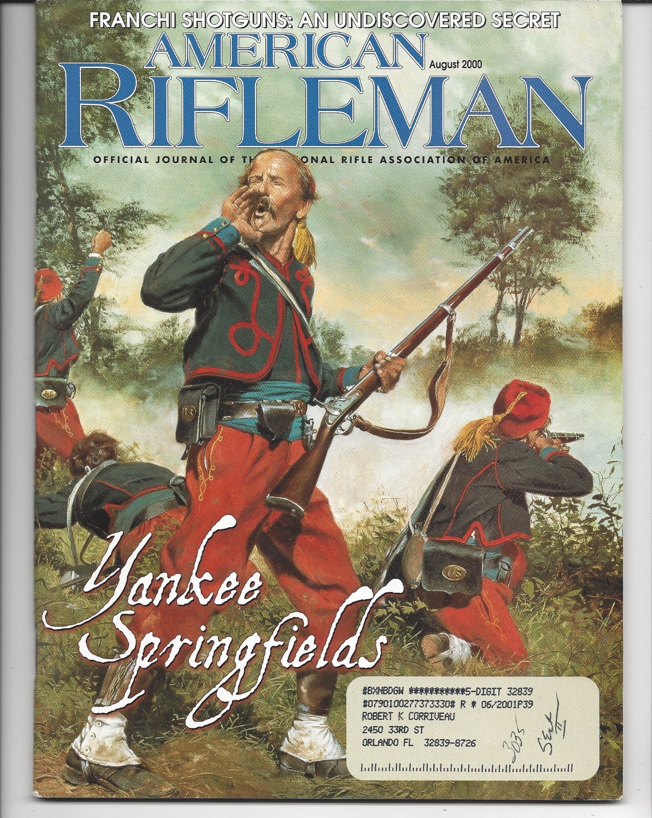 NRA American Rifleman Magazine August 2000 Yankee Springfields Franchi ...