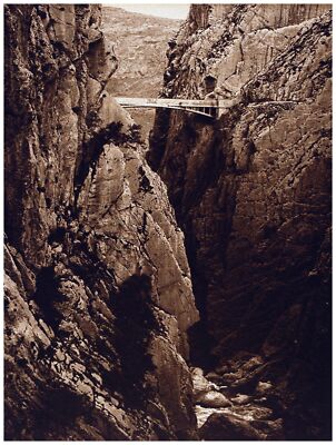 8190.Bridge between two mountain sides.over rocky river.POSTER.art wall ...