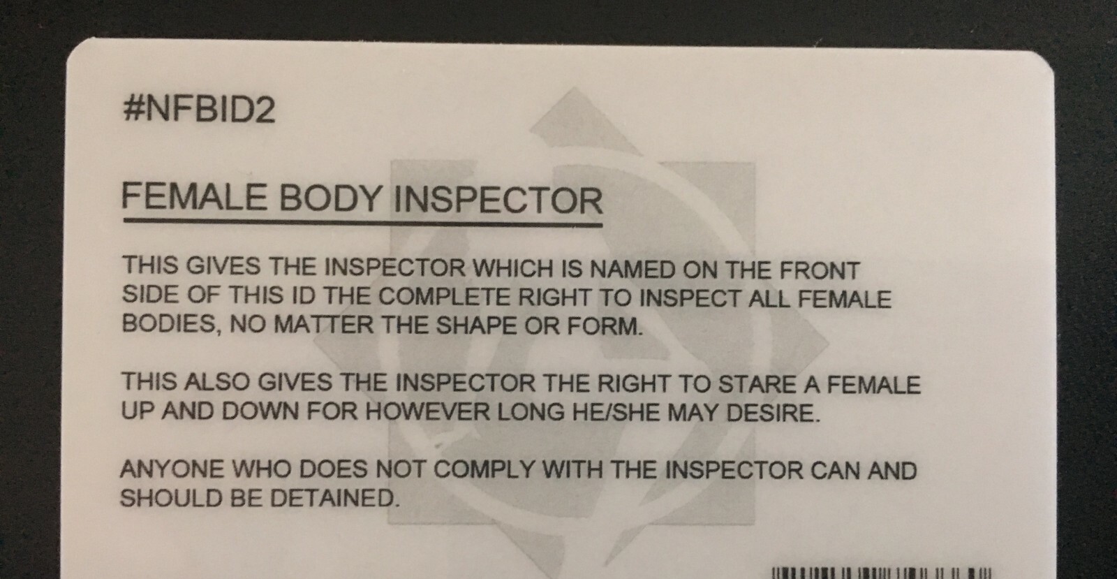 FBI Female Body Inspector Special Agent Bureau Novelty Gag Joke Card | eBay