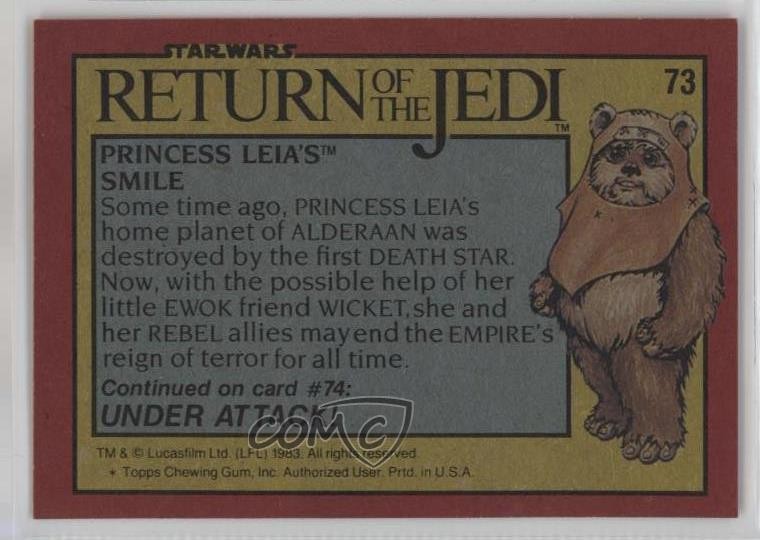 1983 Topps Star Wars: ROTJ Princess Leia Organa Princess Leia's Smile ...