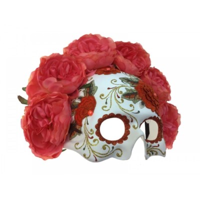 Day of the Dead Dia de los Muertos Embroidery Half Face Masquerade Mask ...