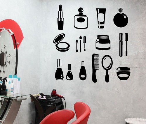 Vinyl Wall Decal Cosmetics Makeup Beauty Salon Shop Woman Stickers ...