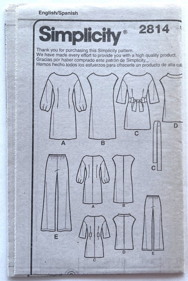 Simplicity Pattern 2814 Misses Dress, Tunic & More Sizes: 16, 18, 20 ...