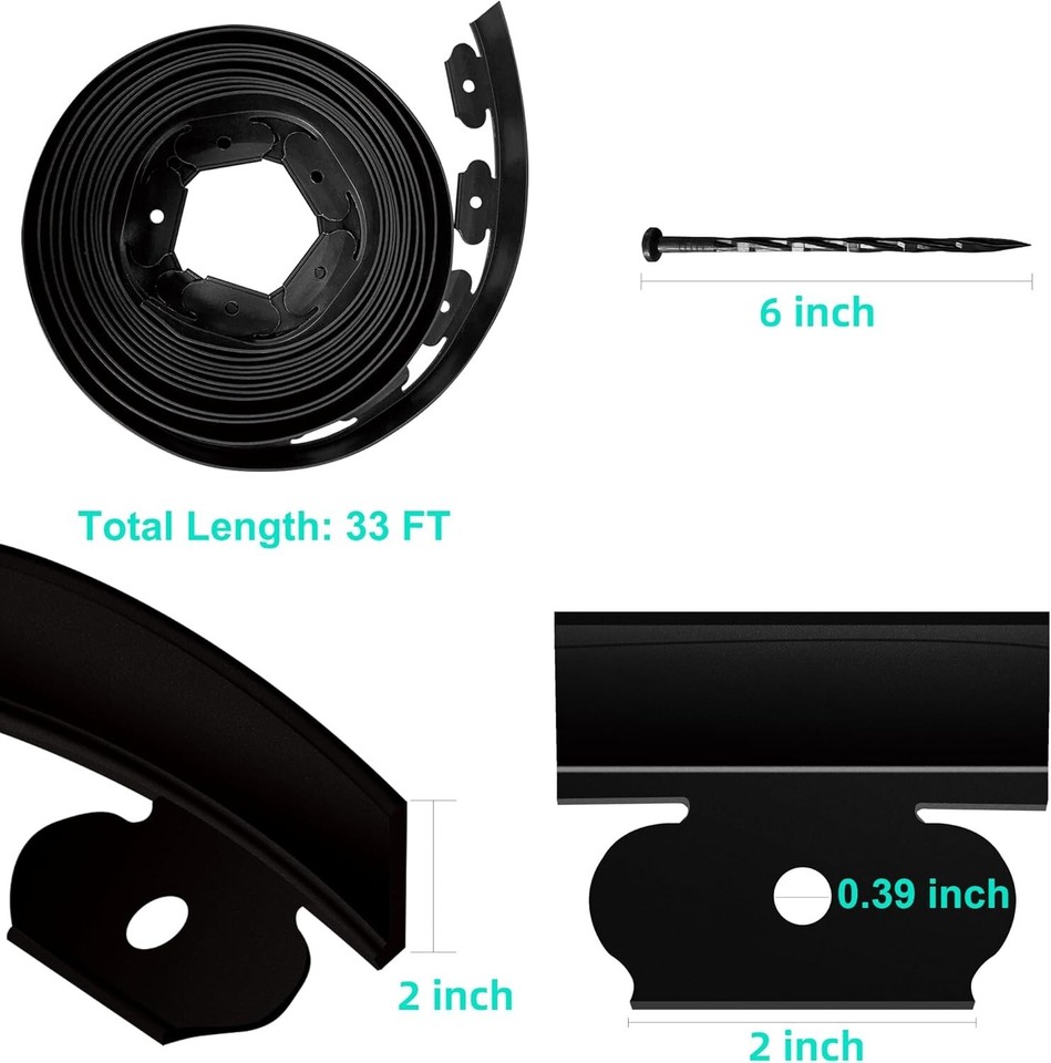 L-shaped Landscape Edging Border Kit 33 FT No-Dig Garden Edge Lawn ...